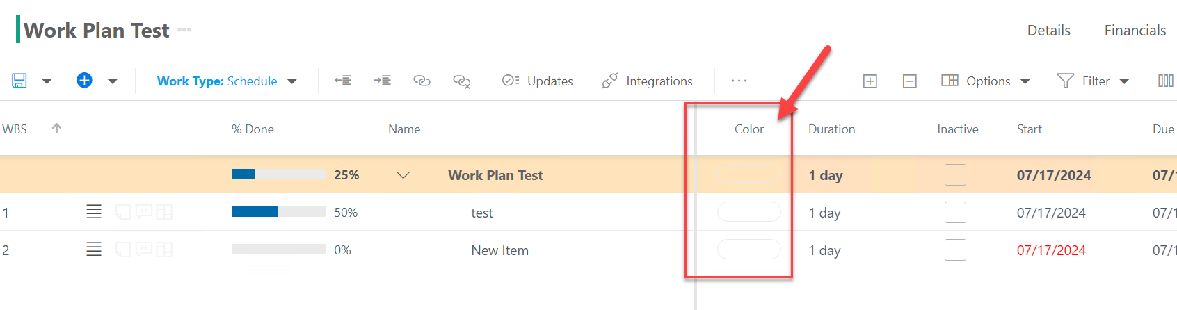 Assign Colors to Work Items in the Work Plan Grid – OnePlan Support ...